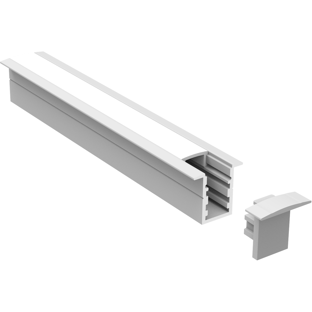 ALUMINIUM PROFILE RECESSED 10 X 15MM INC DIFFUSER - Ozlite